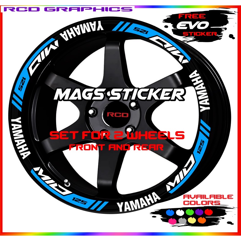 Yamaha mio 125 mags sticker fit to all 125 rim 14 set for 2 wheels ...
