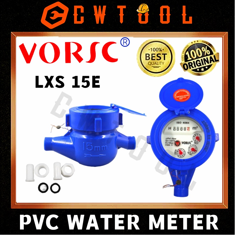 VORSC Heavy Duty Water Meter PVC Anti Magnetic 1/2 Household Water ...