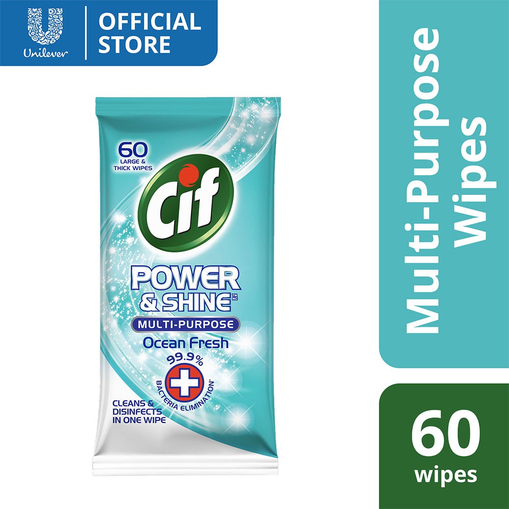 Cif Power & Shine Multi-Purpose Ocean Fresh Wipes 60ct | Shopee Philippines