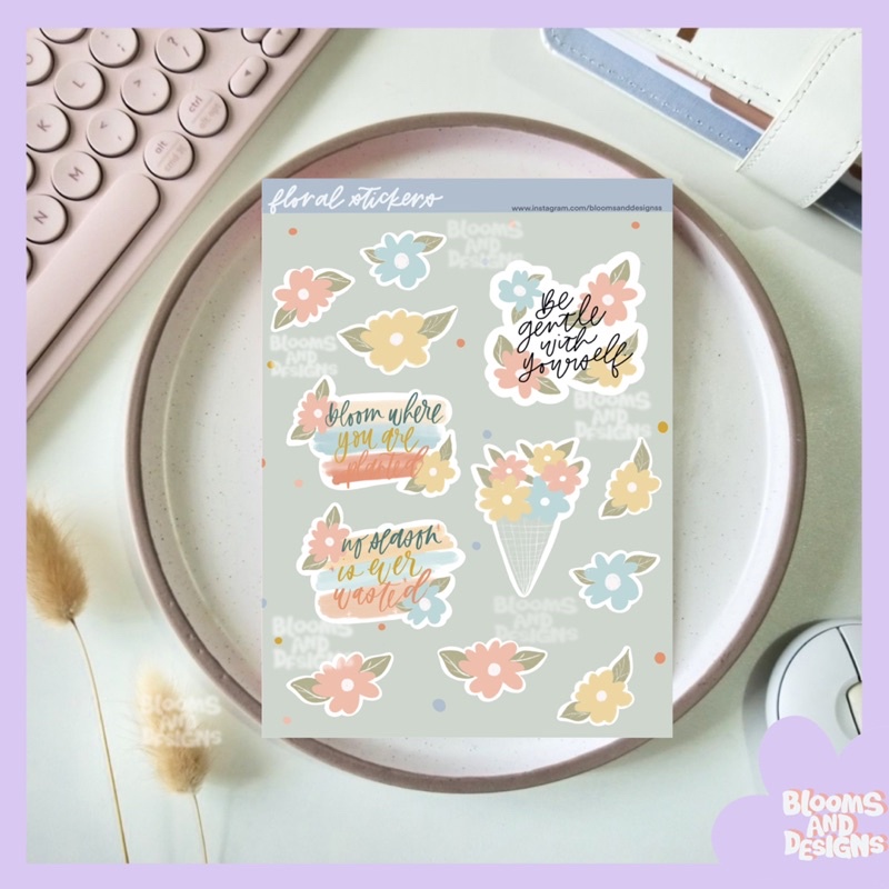 Floral Stickers 4.6”x 6.4” | Journal Stickers | Tumbler stickers ...
