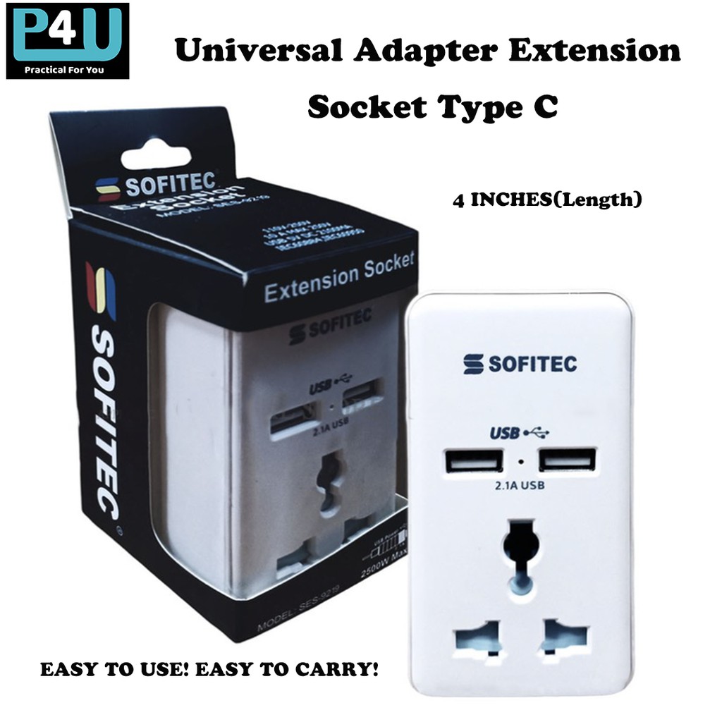 Universal Extension Socket with 2.1A USB Adaptor SES-9219 | Shopee ...
