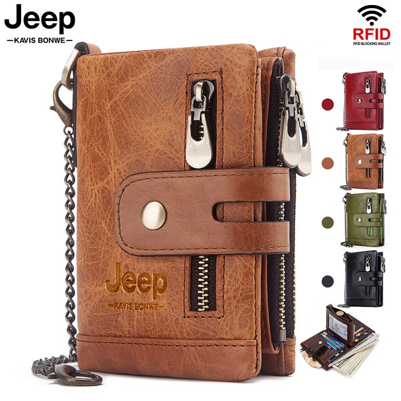 100% Genuine Cowhide Leather RFID Wallet For Men Wallets With Coin ...