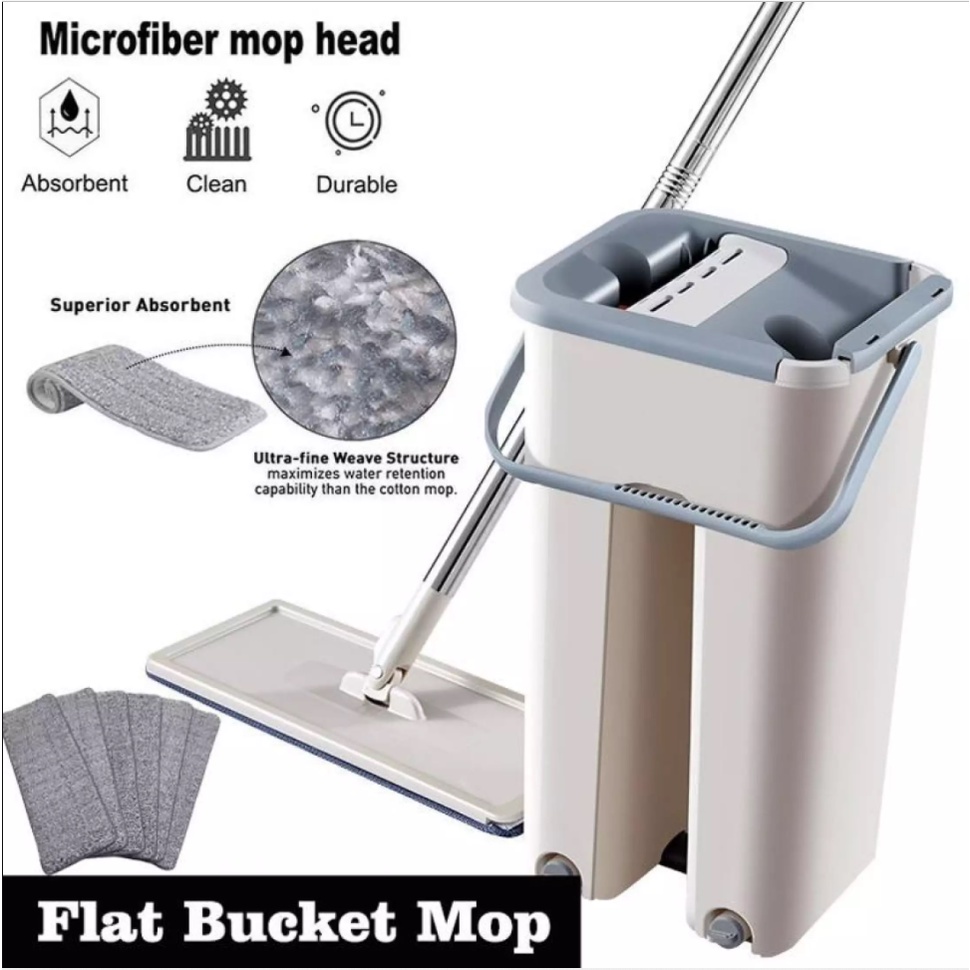 Original Flat Mop Tool Kit 2in1 360 Spin Mop Hand Free Squeeze Dry ...