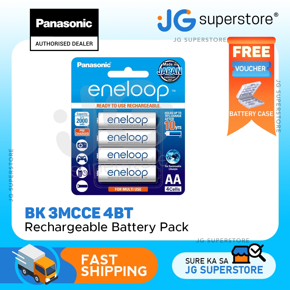 Panasonic Eneloop Bk 3mcce 4bt Aa Rechargeable Battery Pack Of 4 White