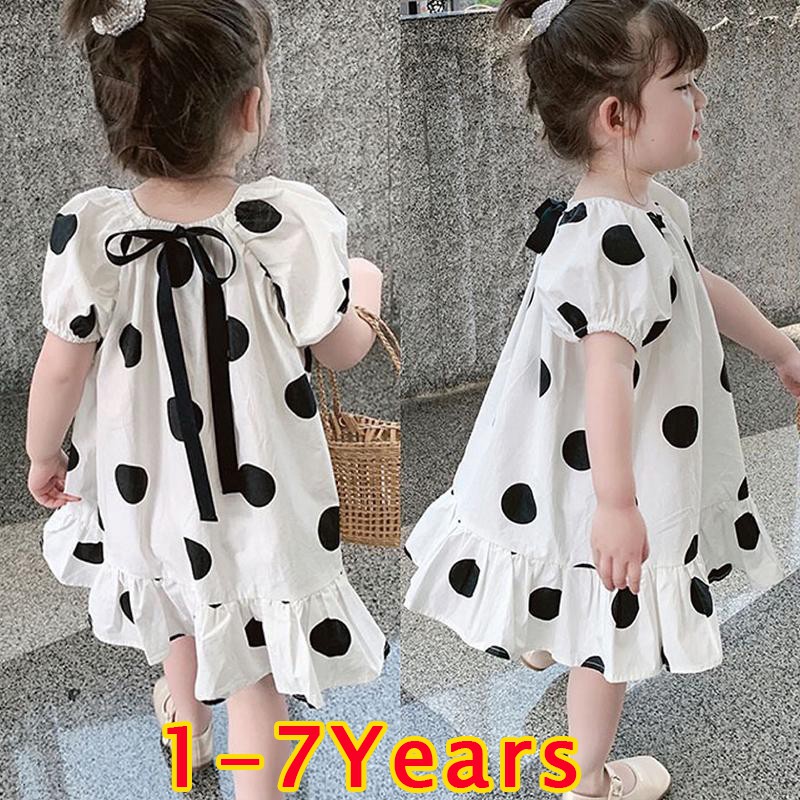 COD Ready Stock Children's Sweet Dress Baby Girl's Polka Dot Princess ...