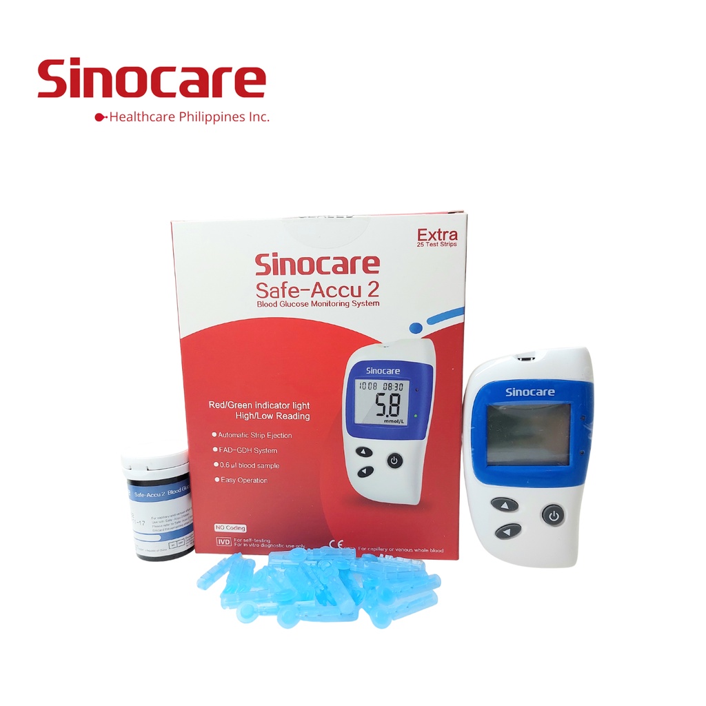 Sinocare Safe Accu2 Blood Glucose Meter Set with 25pcs Test Strips and ...
