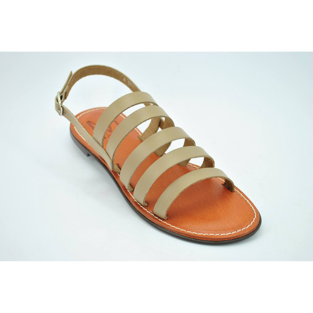 5871 (Ladies' Flat Multi Strap with Slingback Genuine Leather Casual ...