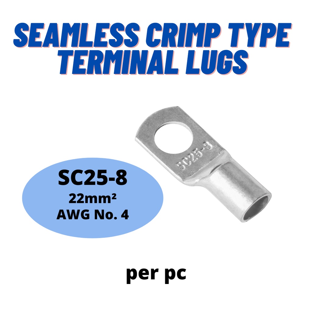 Ring Type Seamless Crimp Type Terminal lugs SC25-8 | Shopee Philippines