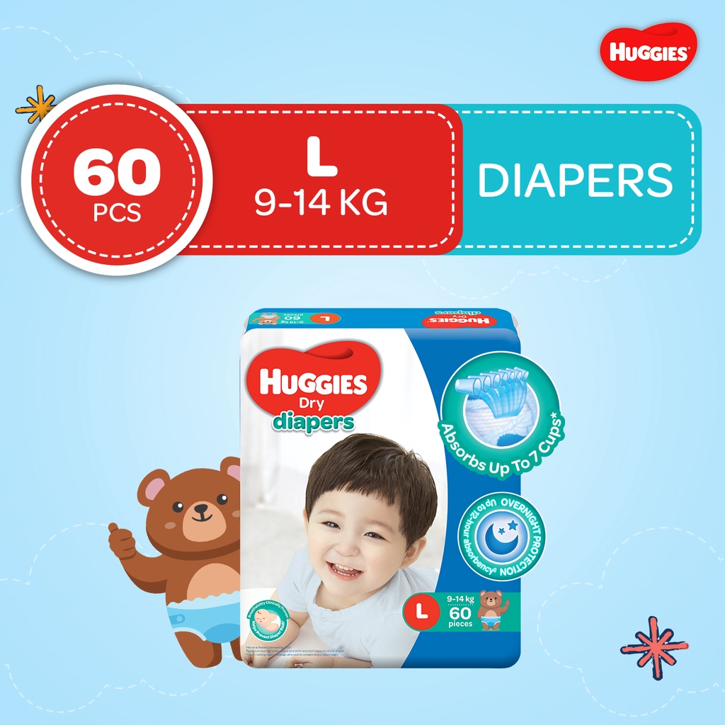 Huggies Dry Diapers Large - 60 pcs | Shopee Philippines