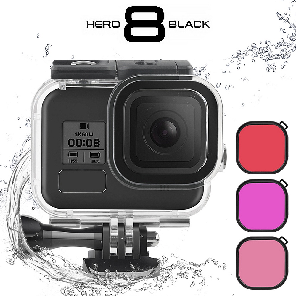 60M Waterproof Case for GoPro Hero 8 Black Protective Diving Underwater ...
