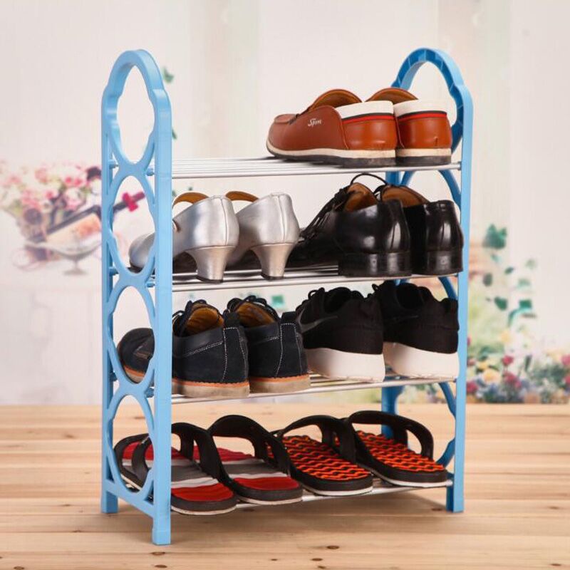 4 layer Simple Multi Shoe Rack Stainless Steel Easy Assemble Storage ...