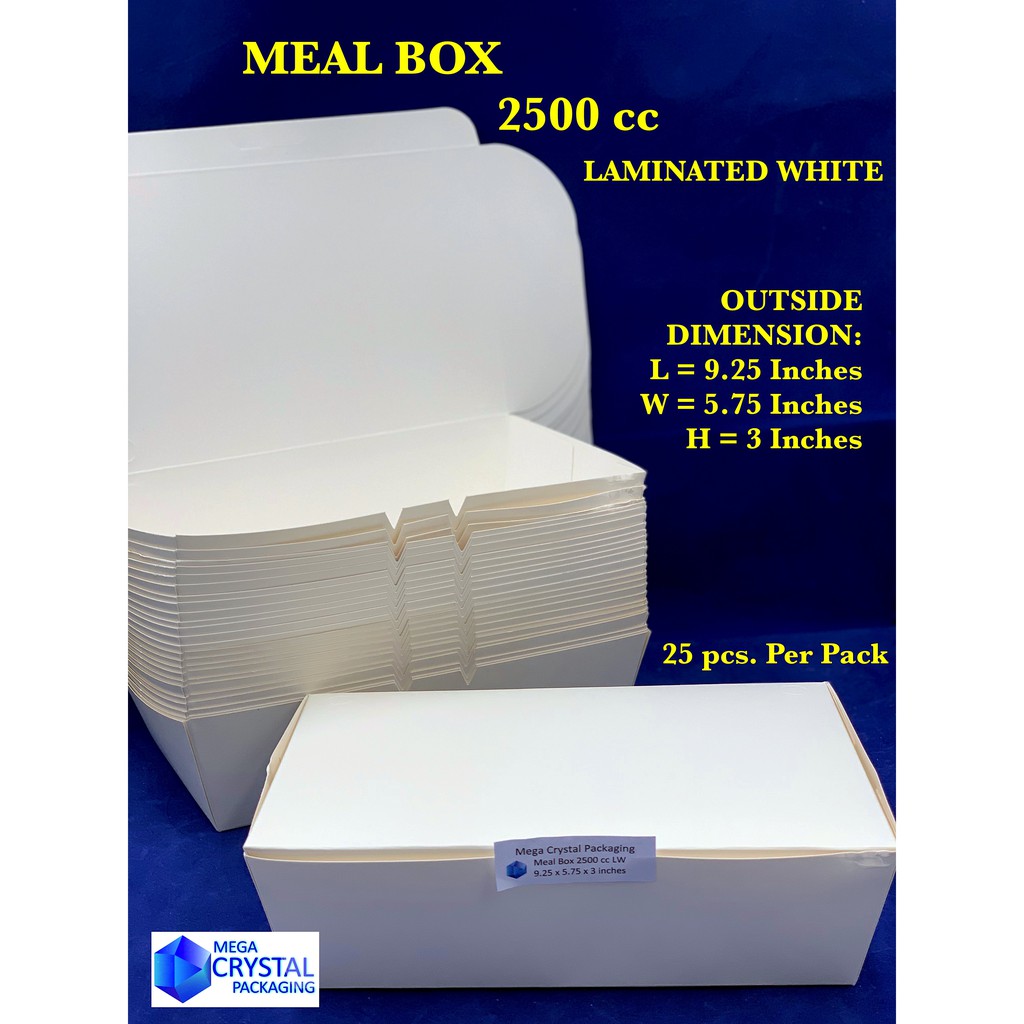 Trigem Meal Box 2500cc Laminated White ( 25 pcs. Per Pack ) Lunch Box ...
