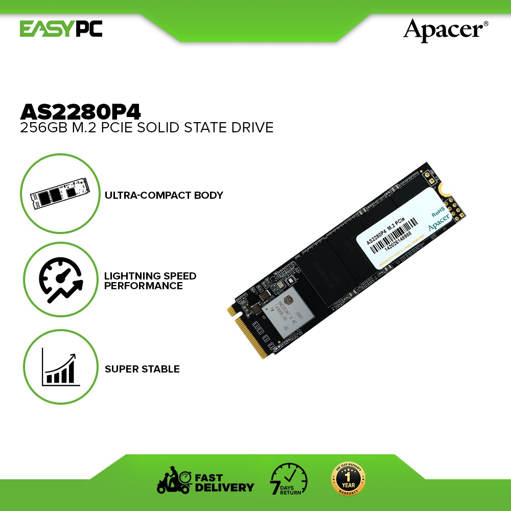 Apacer 256GB/512GB/1TB M.2 PCIe Solid State Drive, Ultra-compact body ...