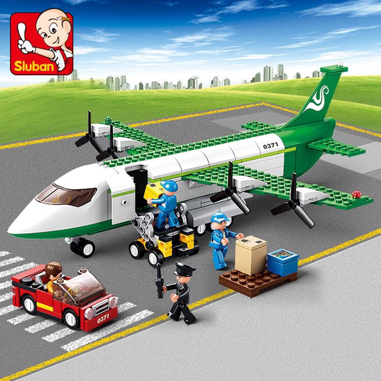 383PCS Sluban 0371 City Airplane Air Bus Cargo Plane Building Blocks ...