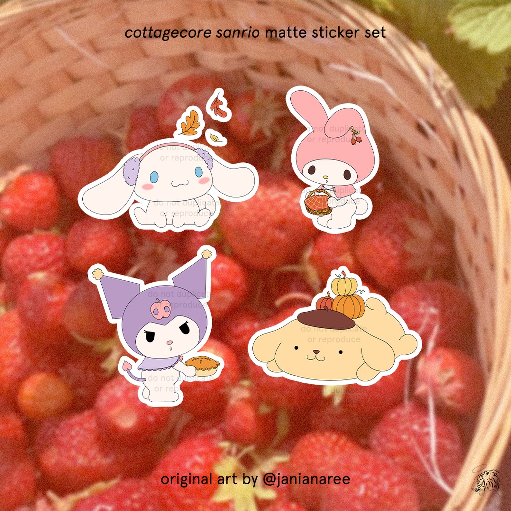 Cottagecore Sanrio Matte Sticker Set (Tags: cinnamoroll pompompurin ...