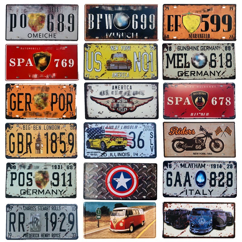 Vintage Metal Tin Signs License Plate Store Wall Decor Road Route 66 ...
