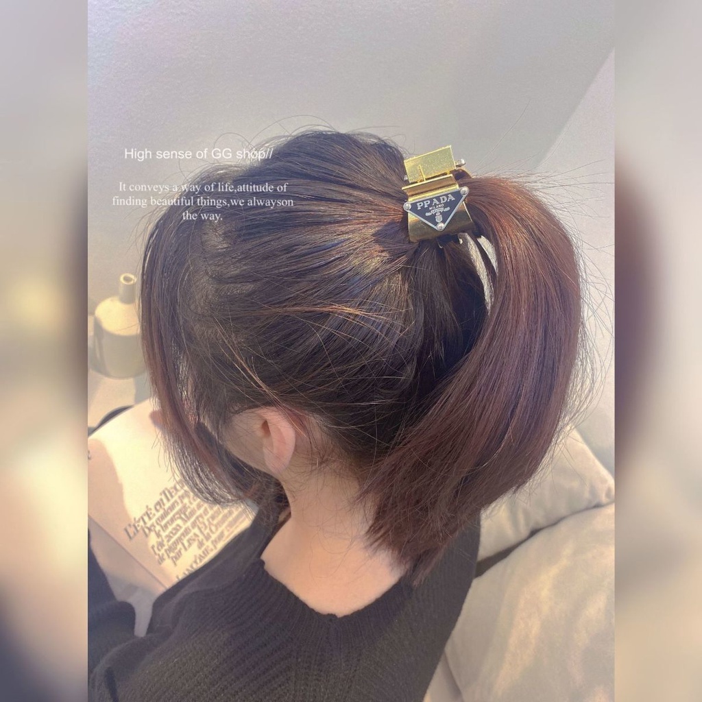 PRADA Metal Texture Small Hair Grabbing Clip Triangle Hair Claw ...