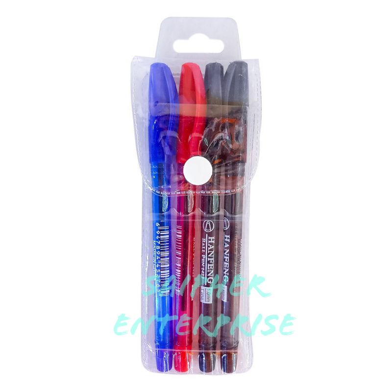 4-in-1 Black Blue Red Writing Pen/Ballpoint Ballpen School & Office ...