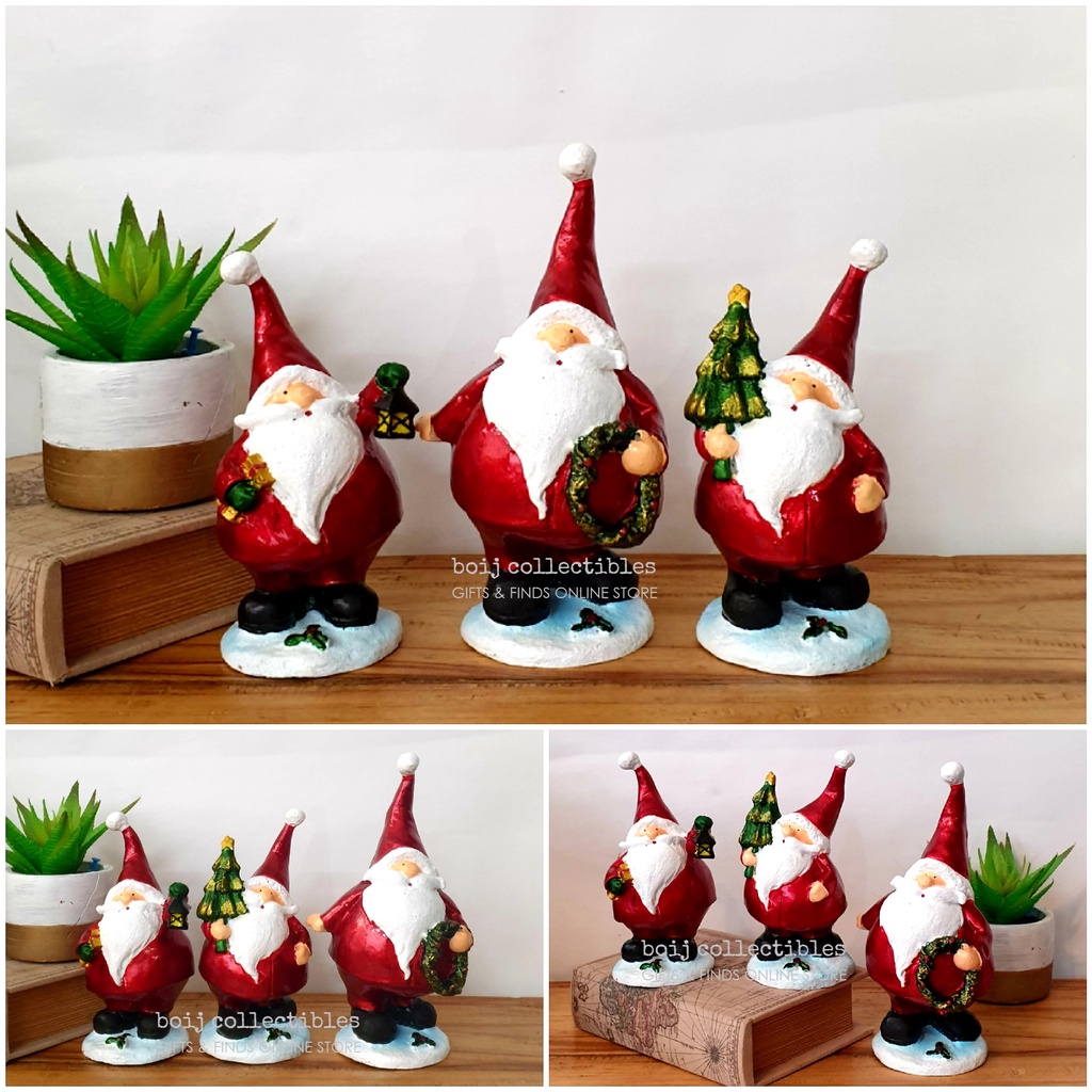 Christmas Decor Pointed Hats Santa Claus Tabletop Figurines Set of 3 ...