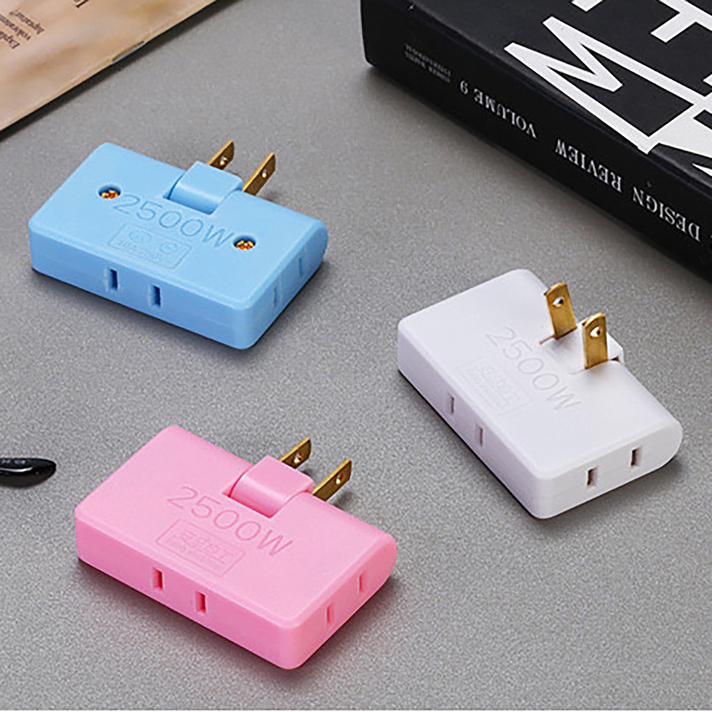 3 in1 Foldable Extension Plug Adapter 2-Prong 180 Degree Swivel Ac ...