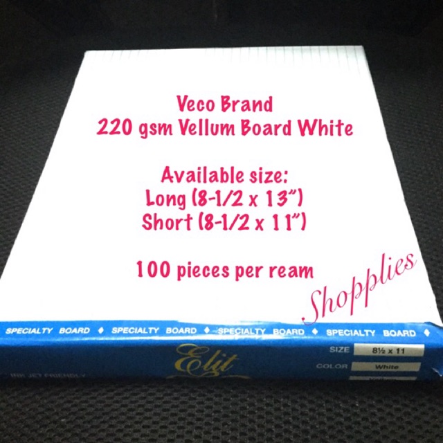 Veco Vellum Board 220gsm White 100 pcs | Shopee Philippines