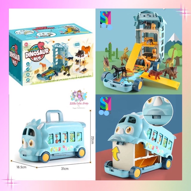 Dinosaur bus transform into dino so storage set toys for kids with 11 ...