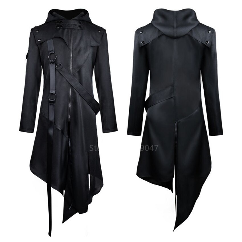 Men Medieval Steampunk Trench Coat Frock Knight Outwear Vintage ...