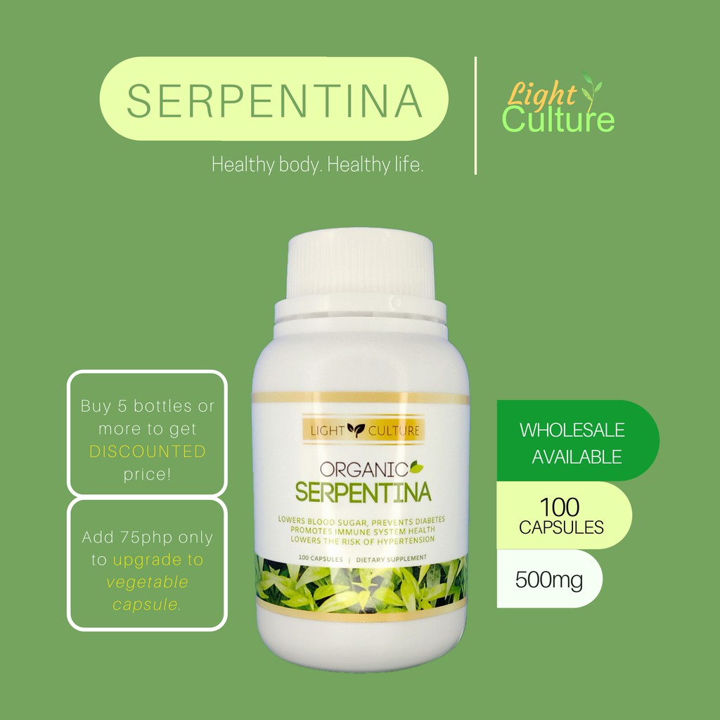 Pure/Authentic Serpentina (100caps/500mg) Capsules | Shopee Philippines