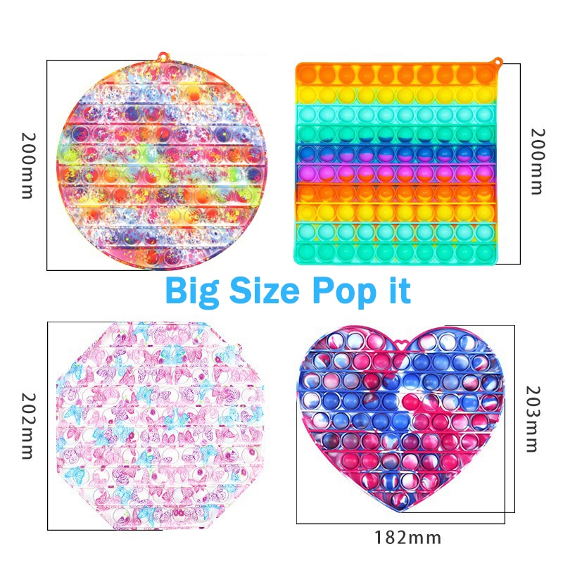 Big Size Pop It Push Bubble 20Cm Tie-Dyed Rainbow Colour Fidget Toys ...