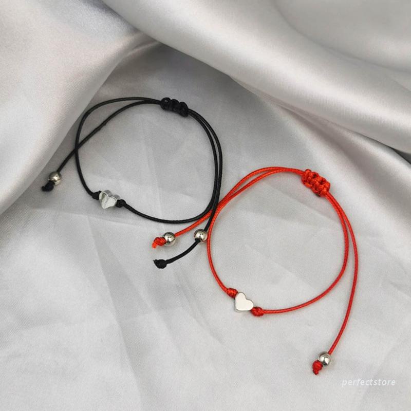 perfect Alloy Heart Bracelet Women Lucky Black&Red Rope Adjustable ...