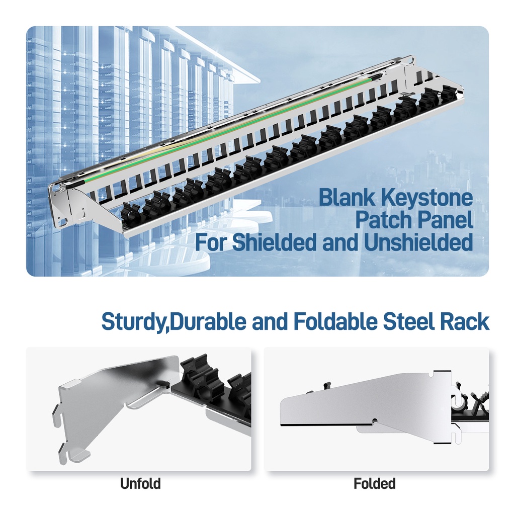 Ampcom 24-Port Blank Keystone Patch Panel, 1U Stp/Utp ,19 Inch Rack ...