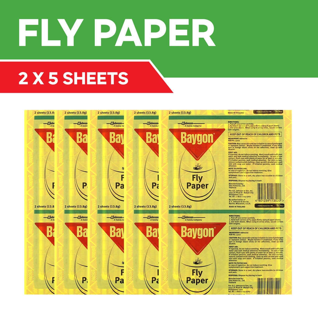 Baygon Fly Paper 2s - Pack of 5 | Shopee Philippines