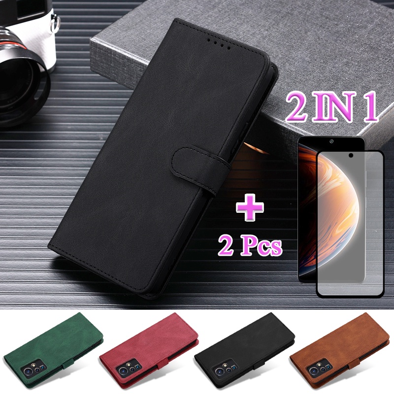 2 IN 1 Infinix Zero X Neo Leather Case With Tempered Ceramic Protector ...