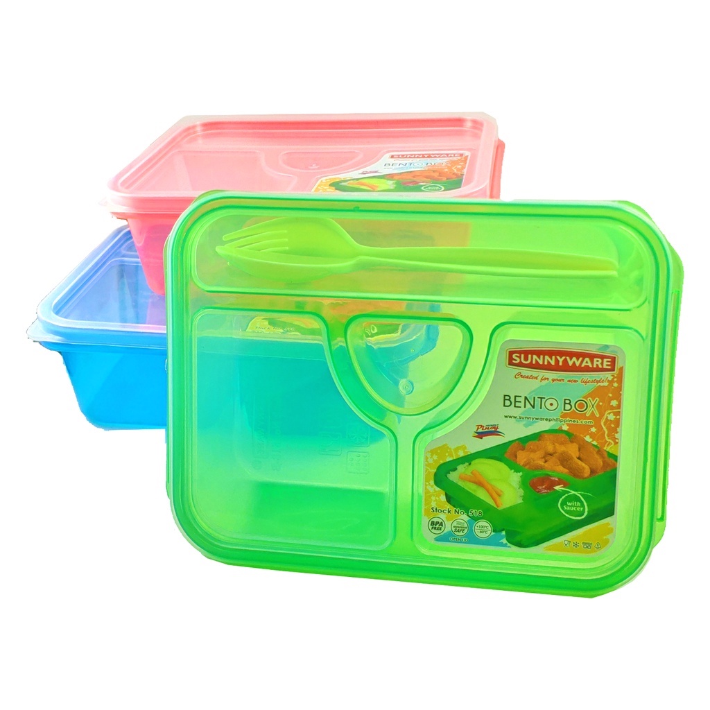 SUNNY WARE 518-BENTO BOX WITH SPOON AND FORK HOLDER | Shopee Philippines