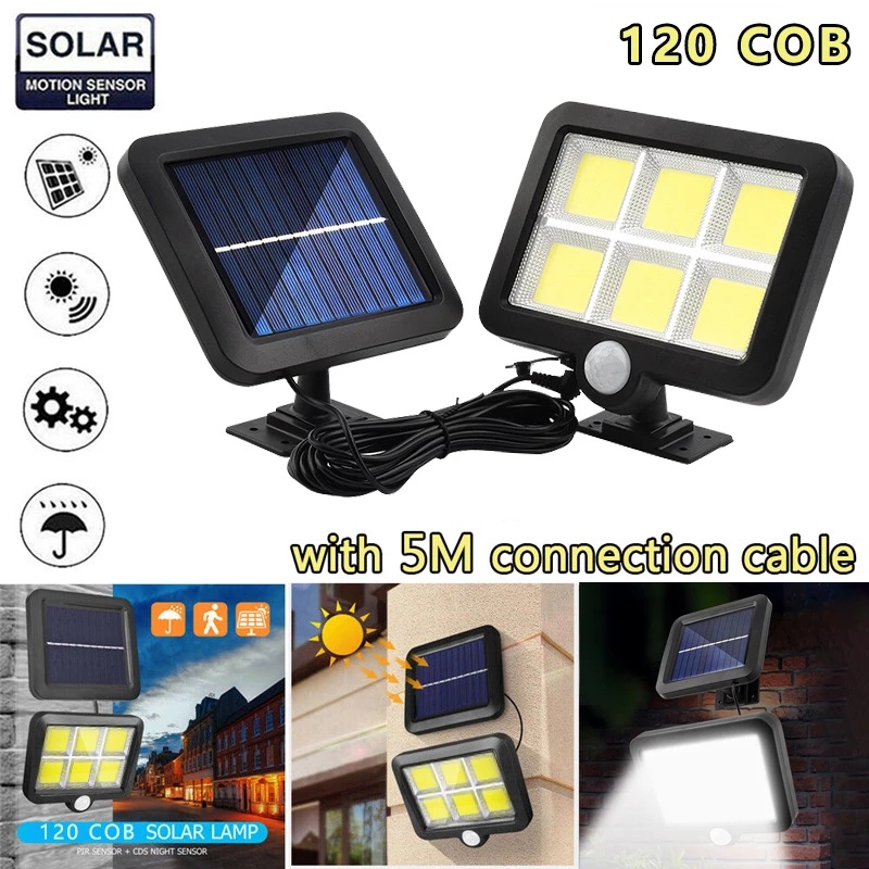Super Bright Solar Outdoor Light 120 COB 3 Mode Motion Sensor LED Wired ...