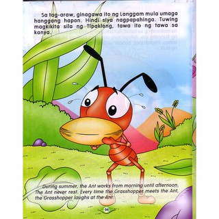 COLORED Story Book "Ang Langgam At Ang Tipaklong " with English ...