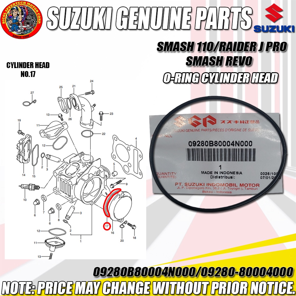 SMASH 110/RAIDER J PRO/SMASH REVO O-RING CYLINDER HEAD(SGP)GENUINE ...