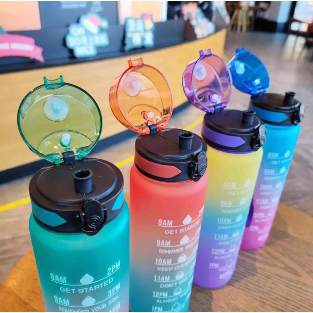 Drinking Bottle 1000ml Rainbow Viral Drinking Bottle 1 Liter Motivation ...
