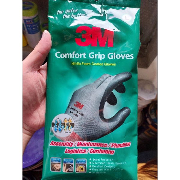 3M Comfort Grip Gloves Nitrile Foam Coated Gloves Chemical & Oil ...