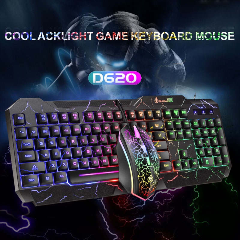 Gaming Keyboard and Mouse Mechanical USB Wired Gamer Keyboards Kit LED ...