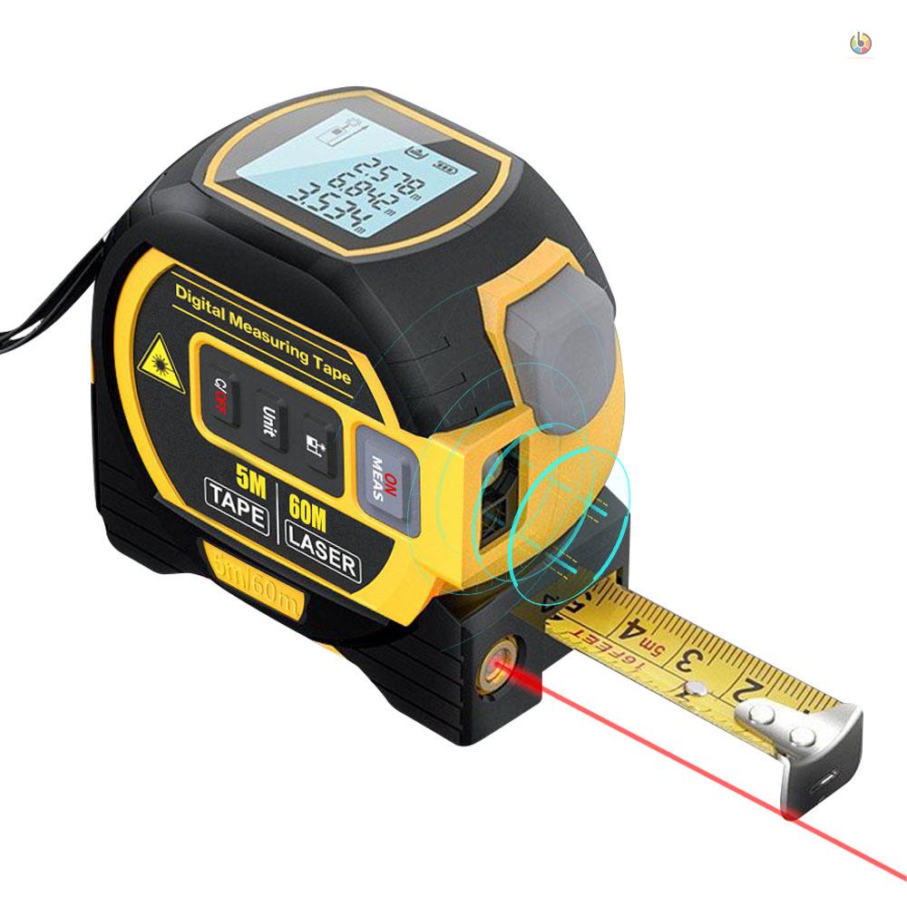 (Ready stock)3in1 Laser Rangefinder 5m Tape Measure Ruler LCD Display ...