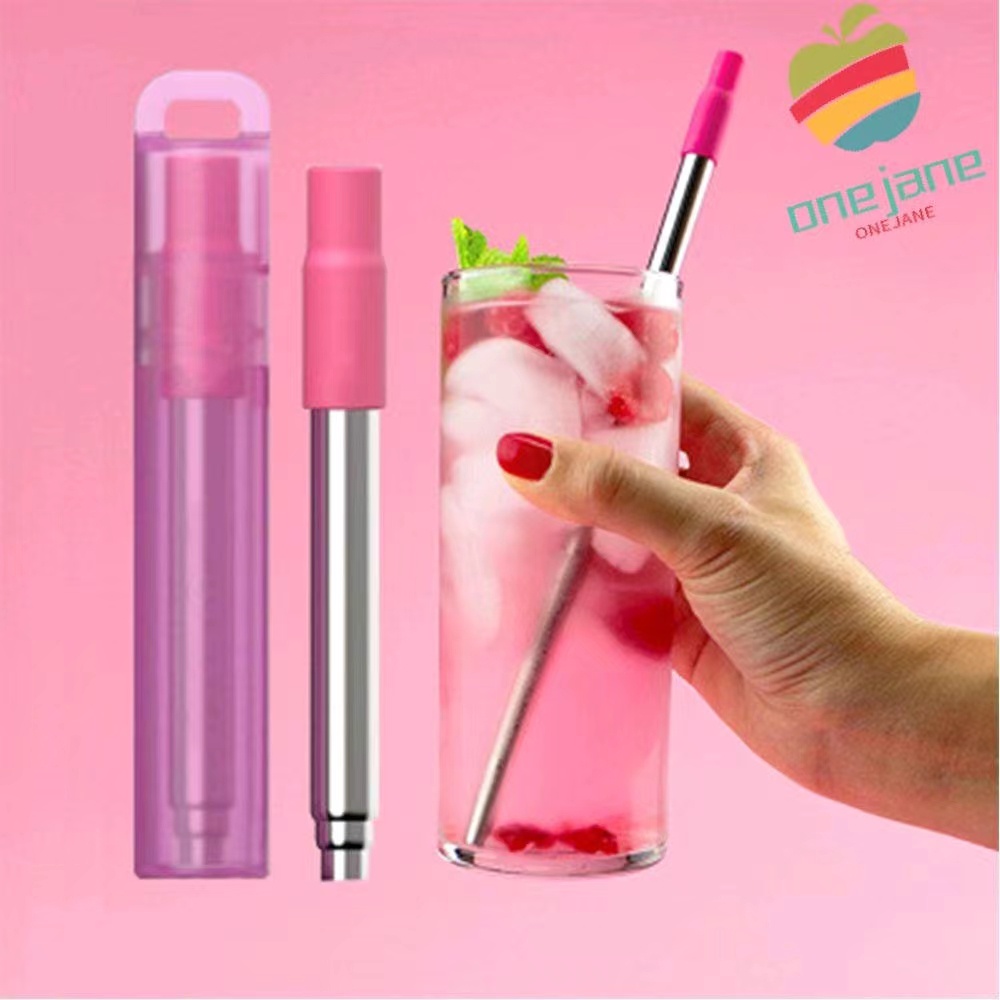 Reusable Metal Straw Collapsible Stainless Steel Straws Portable ...