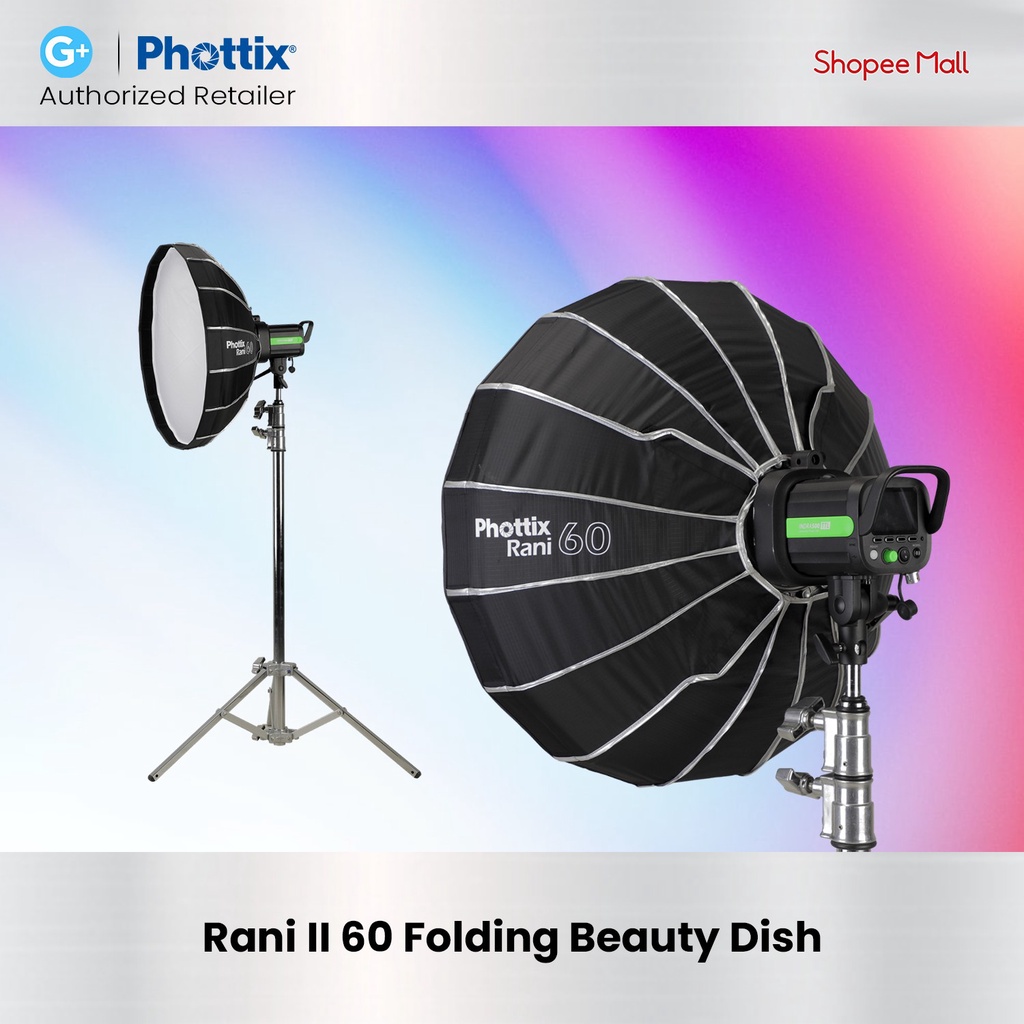 Phottix Rani II 60 Folding Beauty Dish (60cm, 24", Silver, 16 Rod) | Shopee Philippines