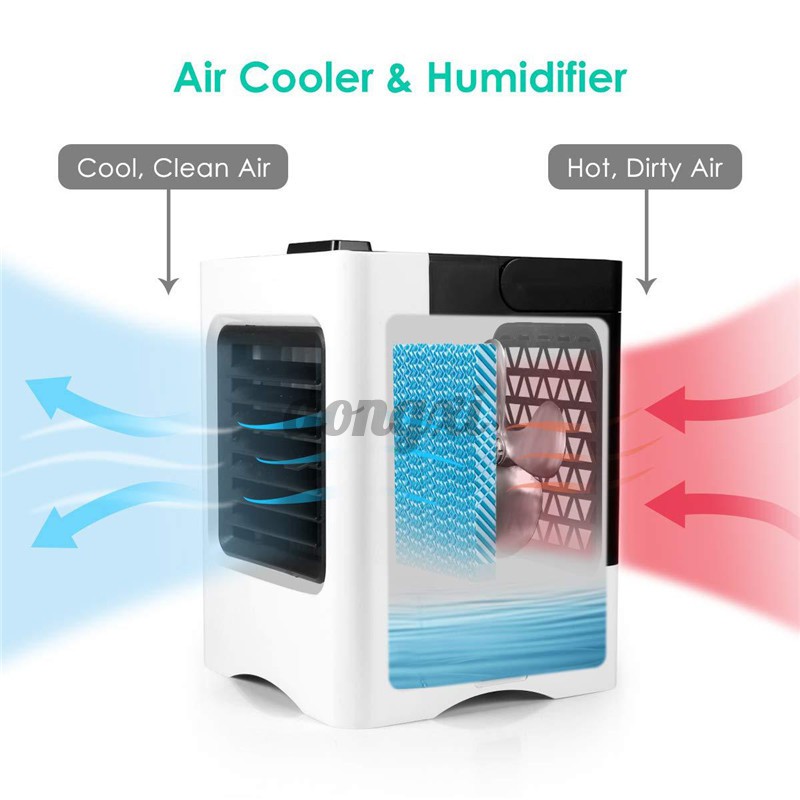 Portable Mini USB Cooling Fan Air Evaporative Cooler Humidifier w/Ice ...
