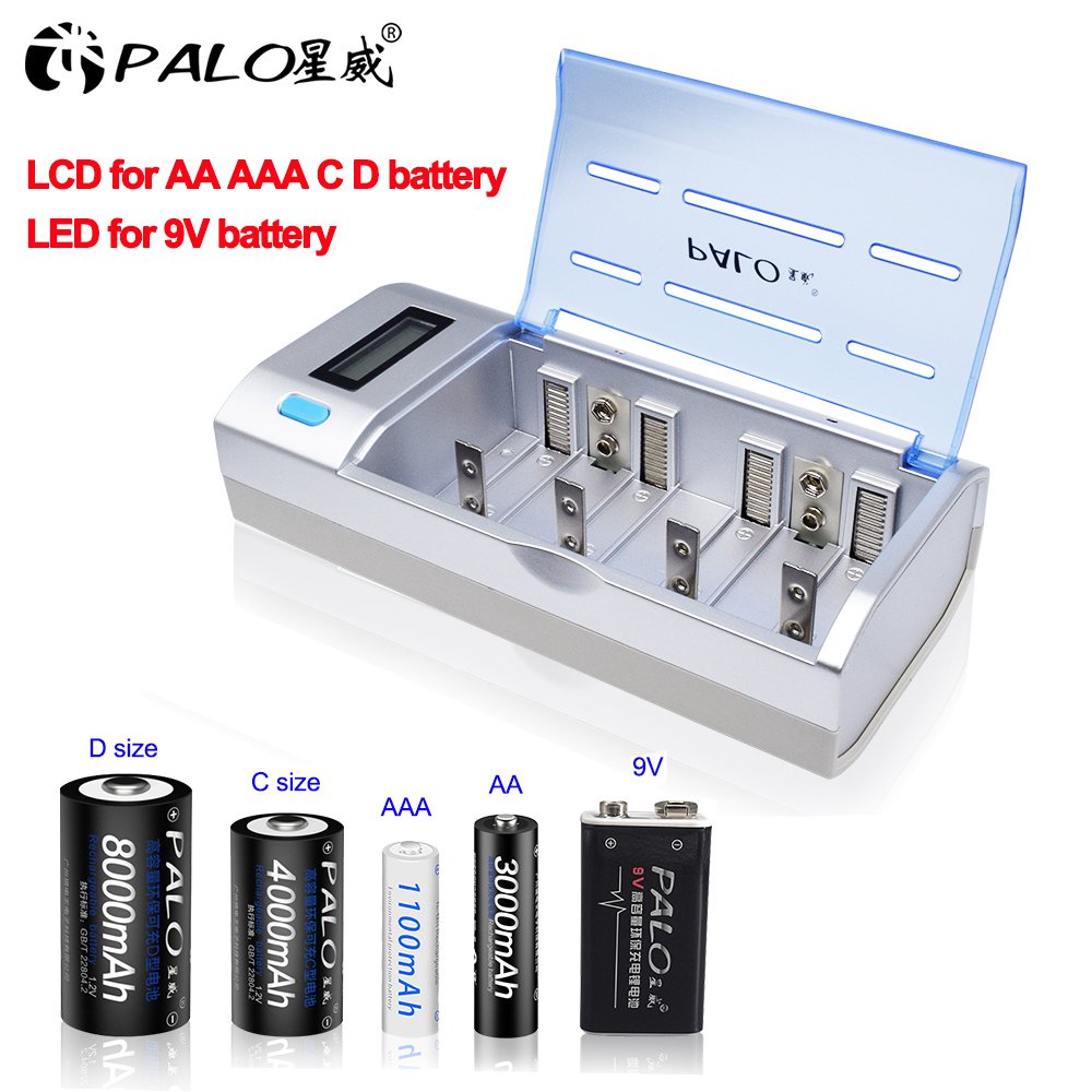 PALO New Rechargeable LCD Display Smart Screen Battery Charger For 1.2v ...