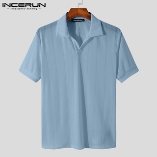 INCERUN Men 6 Colors Simple Style Casual Short Sleeve Lapel Collar Polo ...