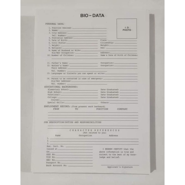 Biodata Book Paper quality / 500 sheets per ream | Shopee Philippines