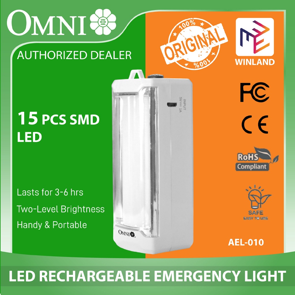 OMNI by Winland LED Rechargeable Emergency Light Flashlight AEL010 | Shopee Philippines