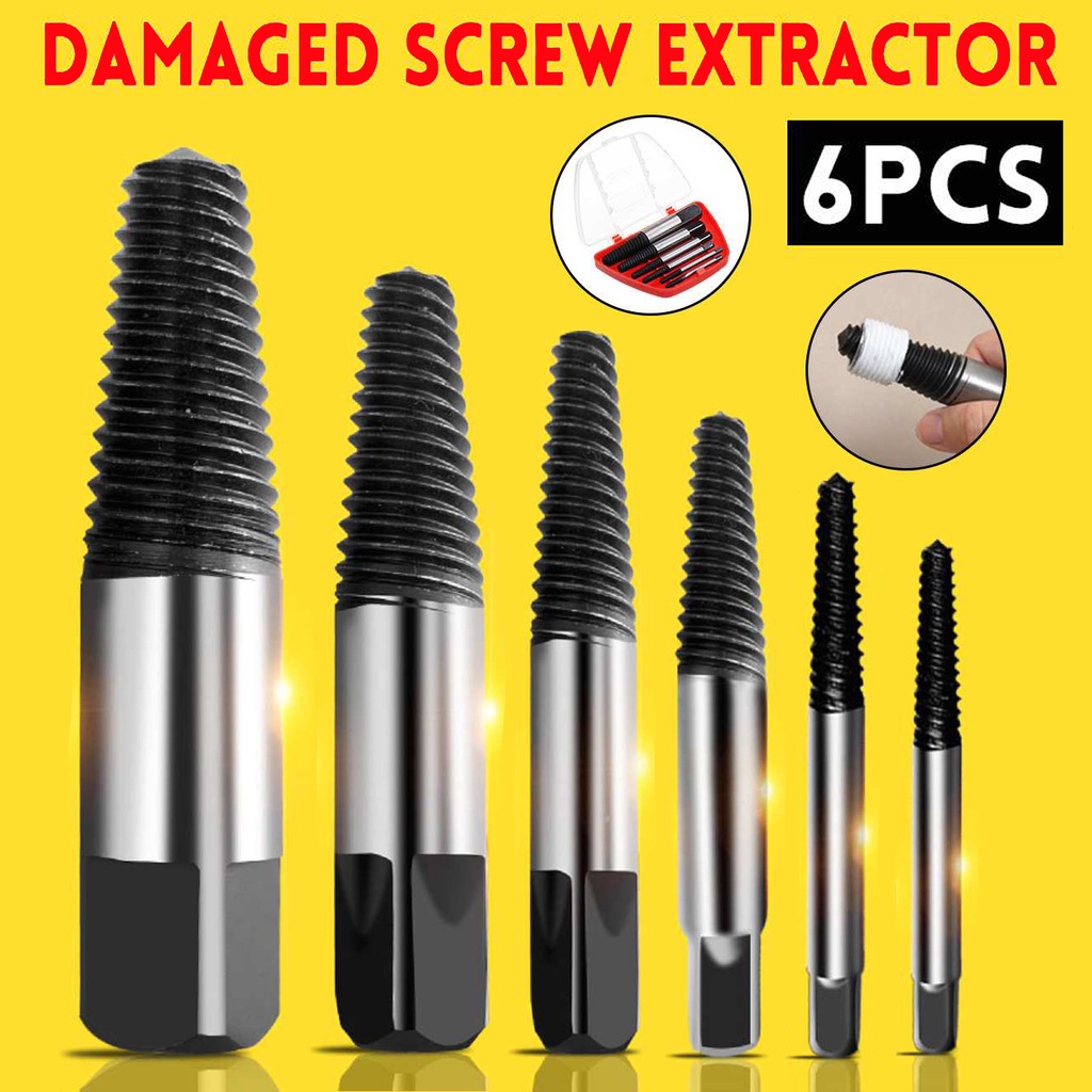Lava Eagle 6pcs Broken Bolt Screw Extractor Remover Set Easy Out Drill ...