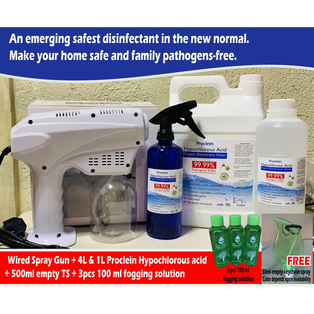 Spray Gun + Proclein Hypochlorous acid disinfectant (4 liters) with ...